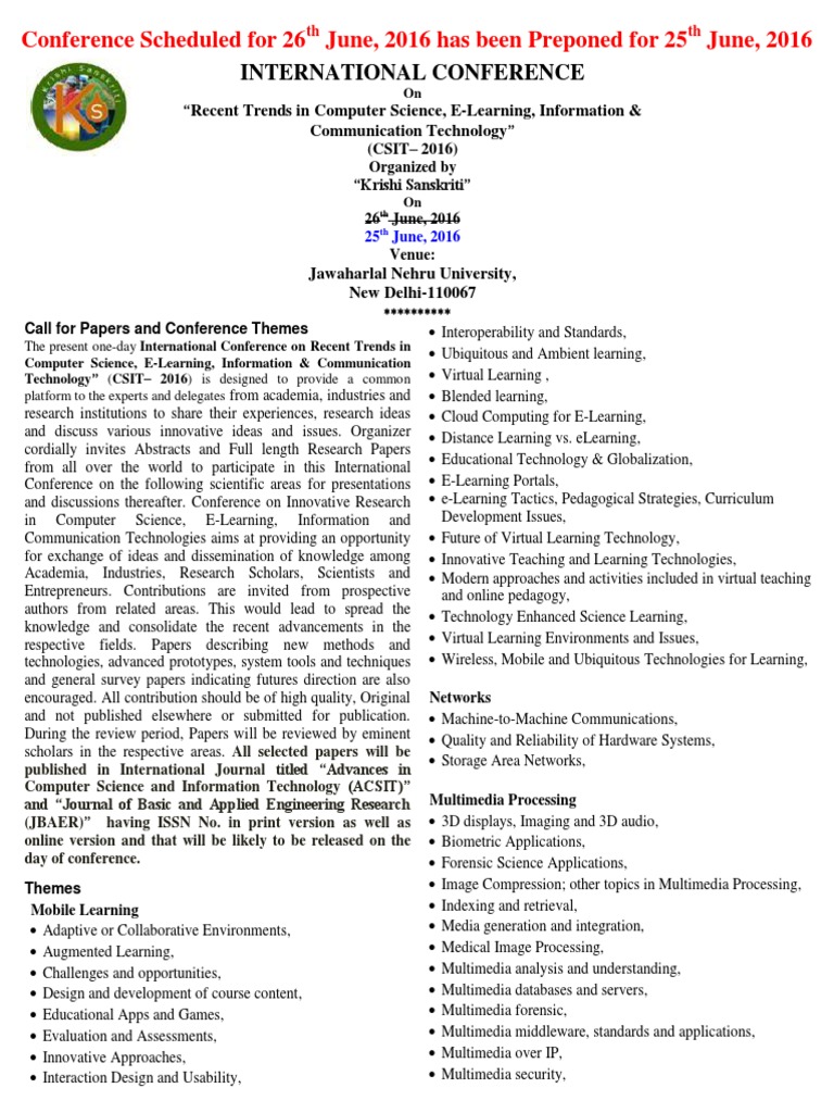 1 Brochure (CSIT-2016) | PDF | Multimedia | Visualization (Graphics)