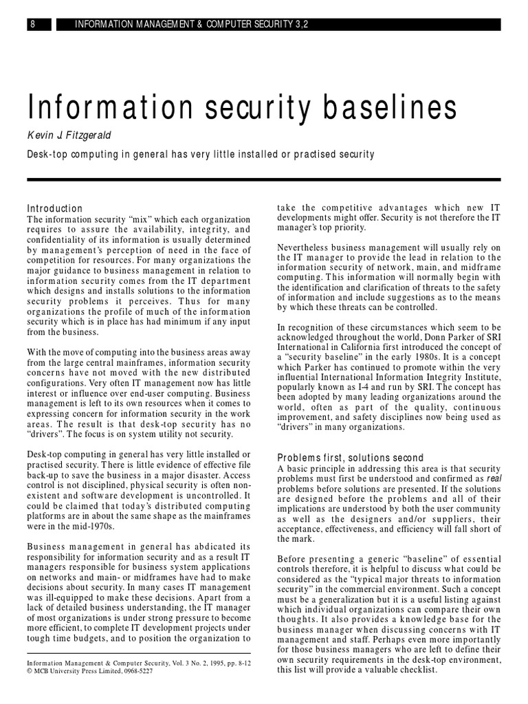 Information Security Baselines: Kevin J. Fitzgerald | PDF | Information ...