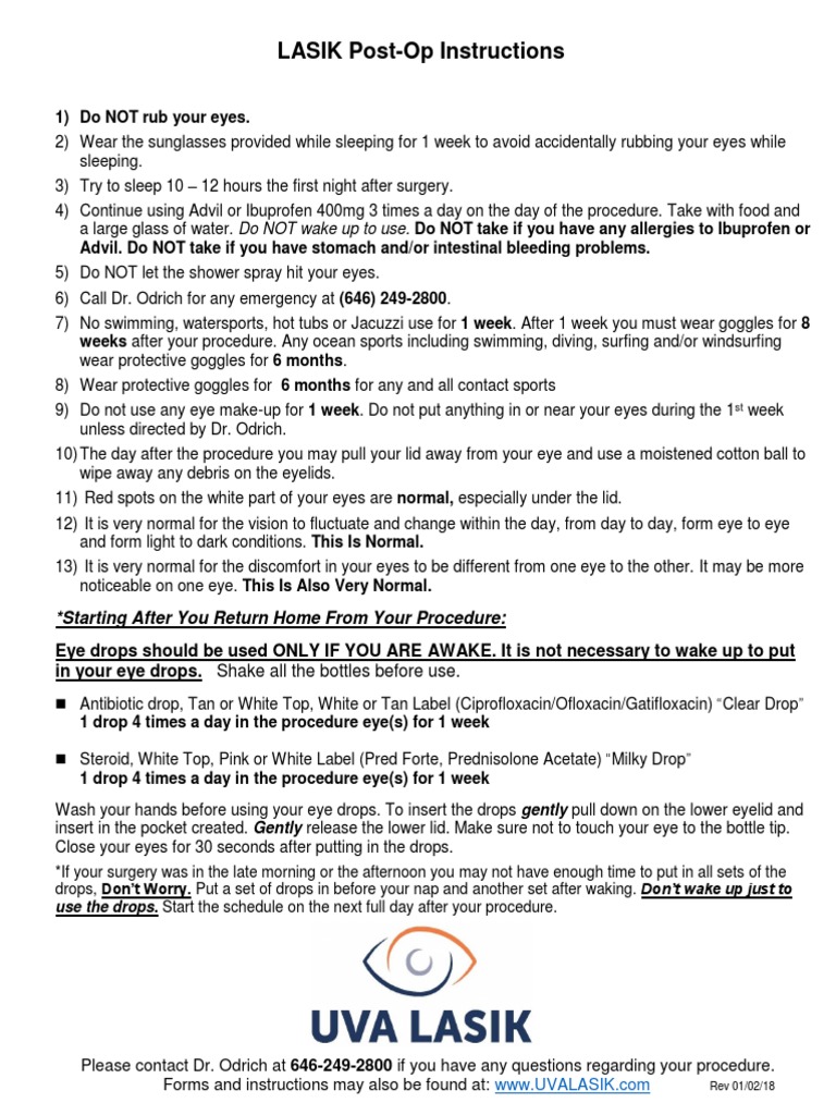 LASIK Post Op Instructions | PDF | Clinical Medicine | Medical Specialties