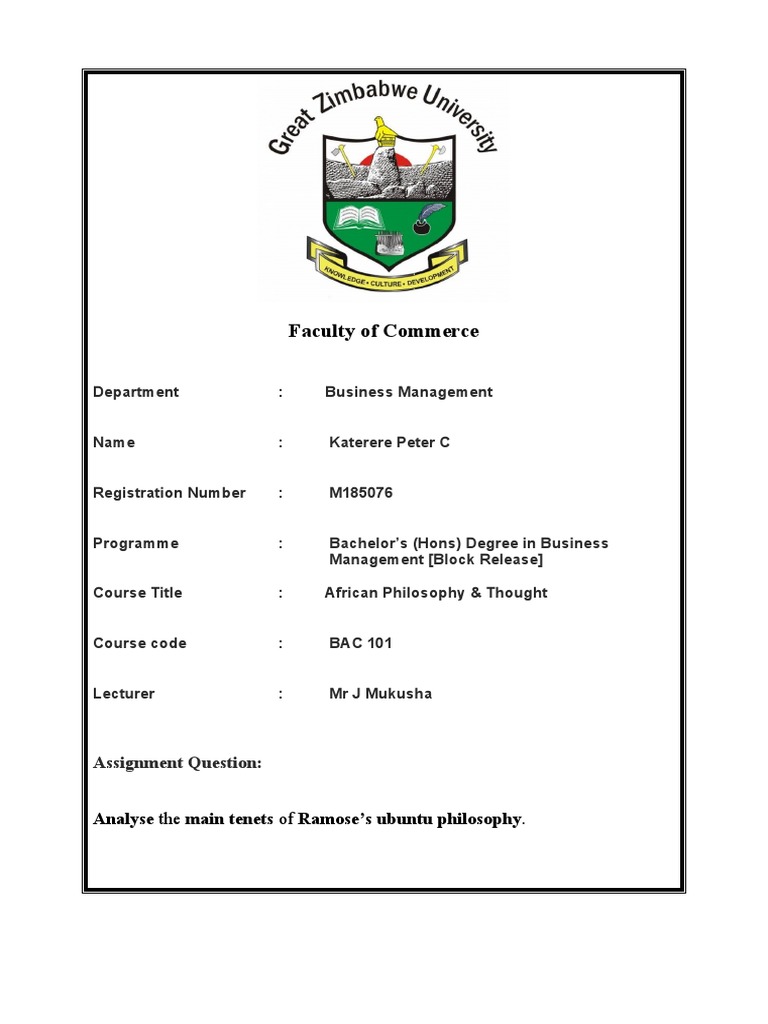Analyzing Ramose's Ubuntu Philosophy | PDF | Philosophical Theories ...