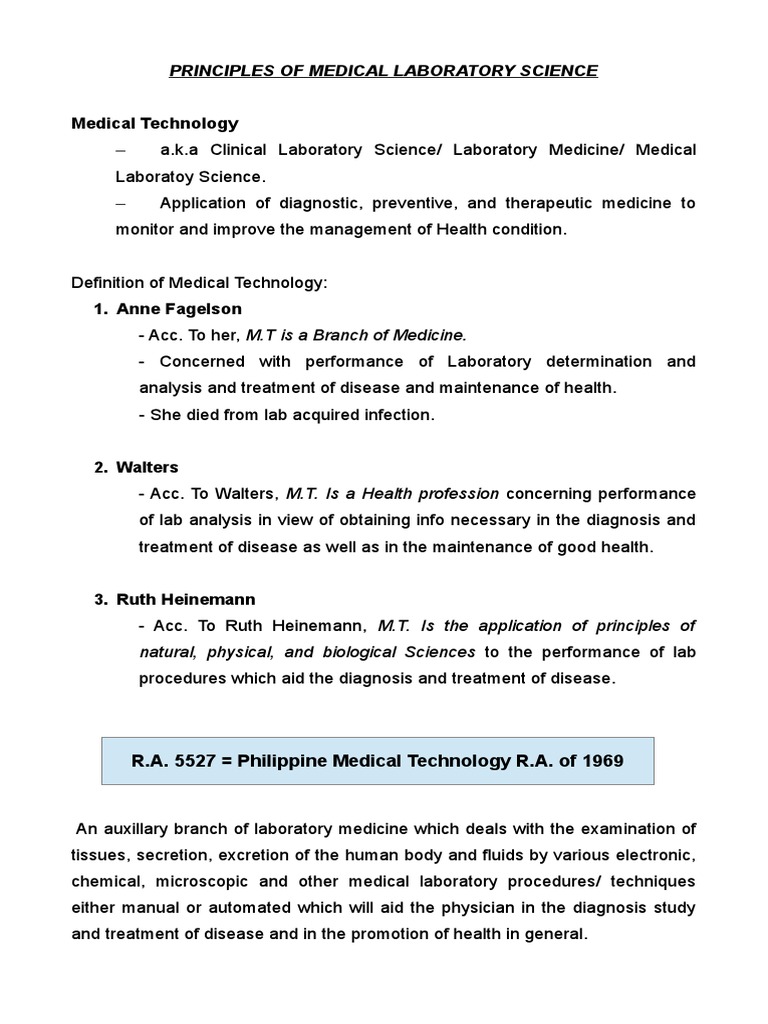 Medical Technology: Principles of Medical Laboratory Science | PDF ...