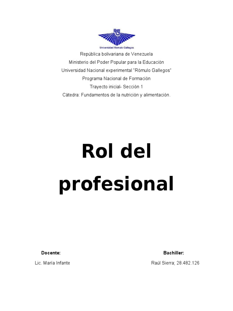 Rol Del Profesional | PDF | Dietético | Nutrición