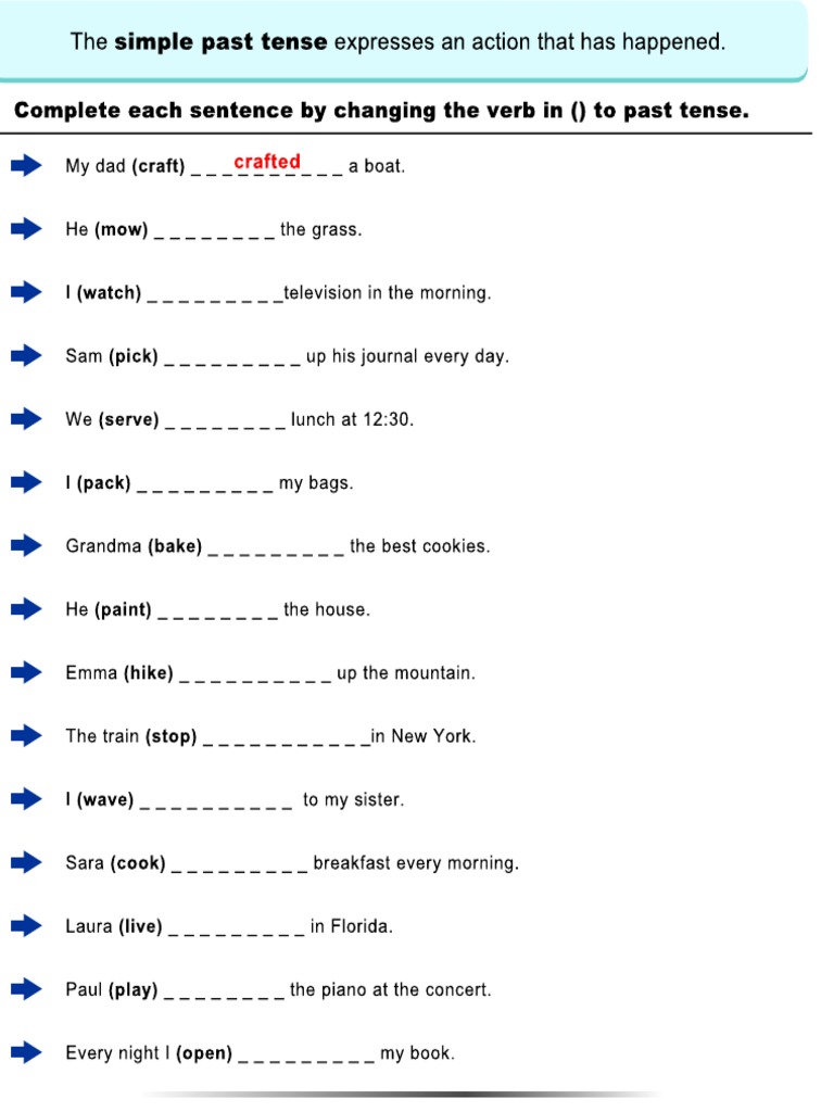 Complete The Sentence by Changing The Verbs To Past Tense Form | PDF