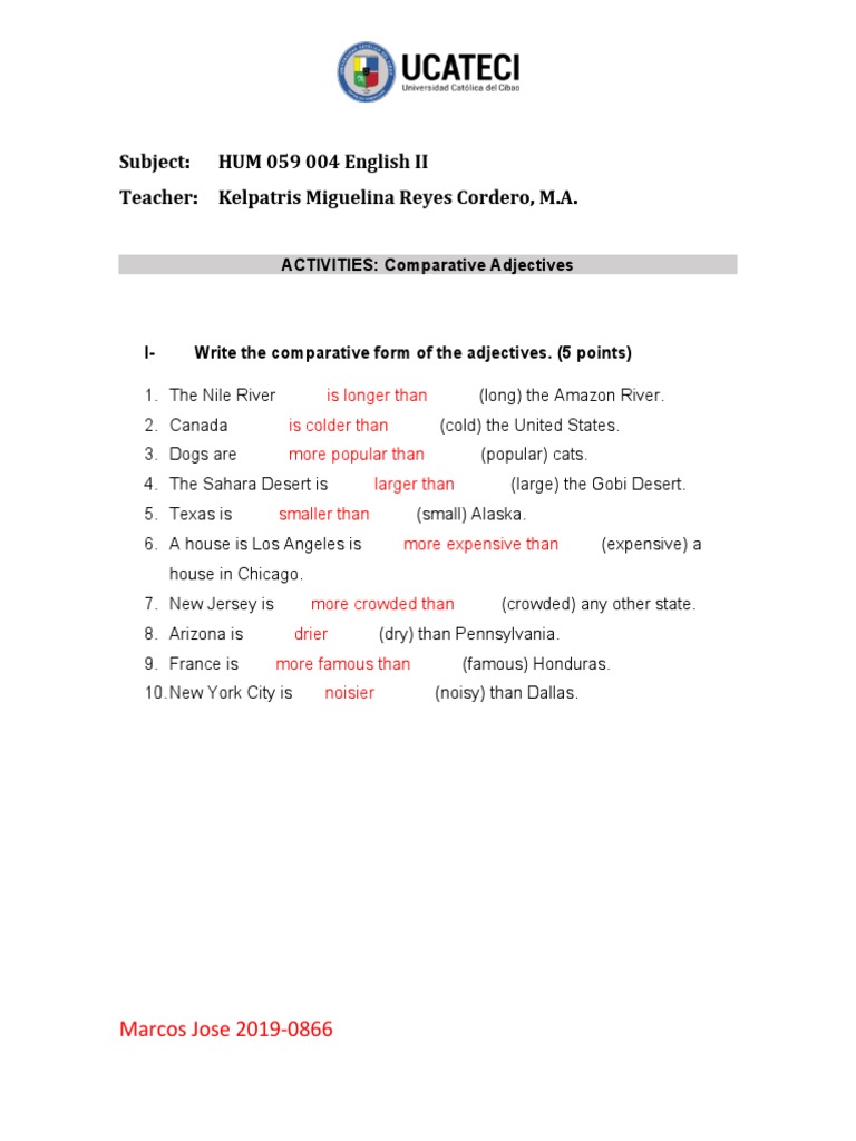 English 2 Activities (Part 1) | PDF