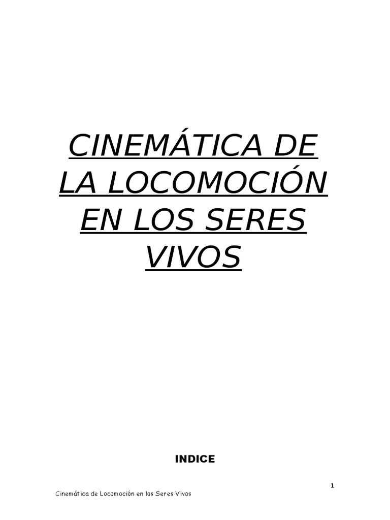 Concepto de La Cinemática de La Locomoción de Los Seres Vivos | PDF ...