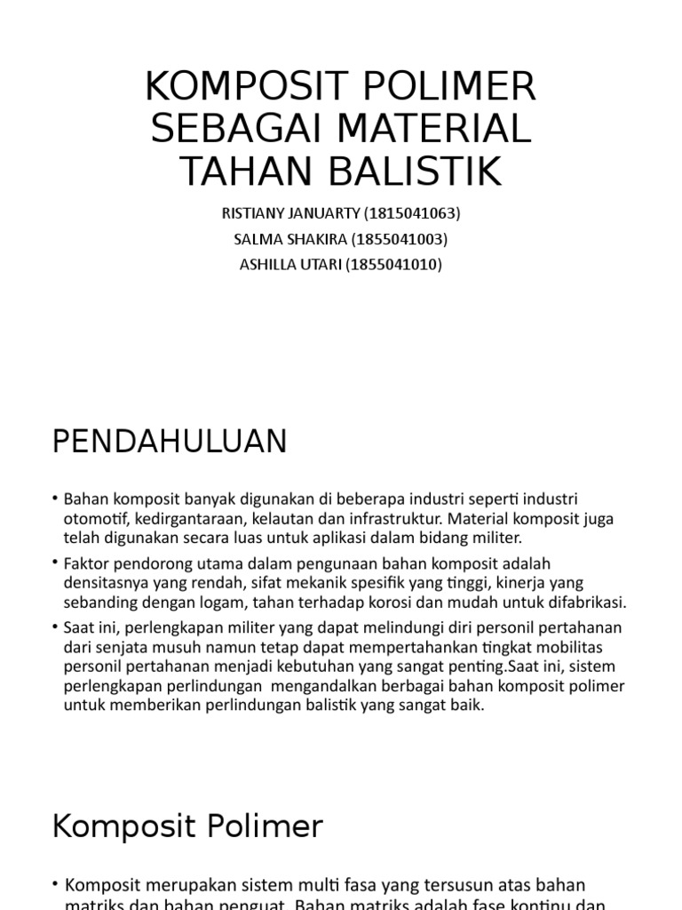 Komposit Polimer Sebagai Material Tahan Balistik | PDF