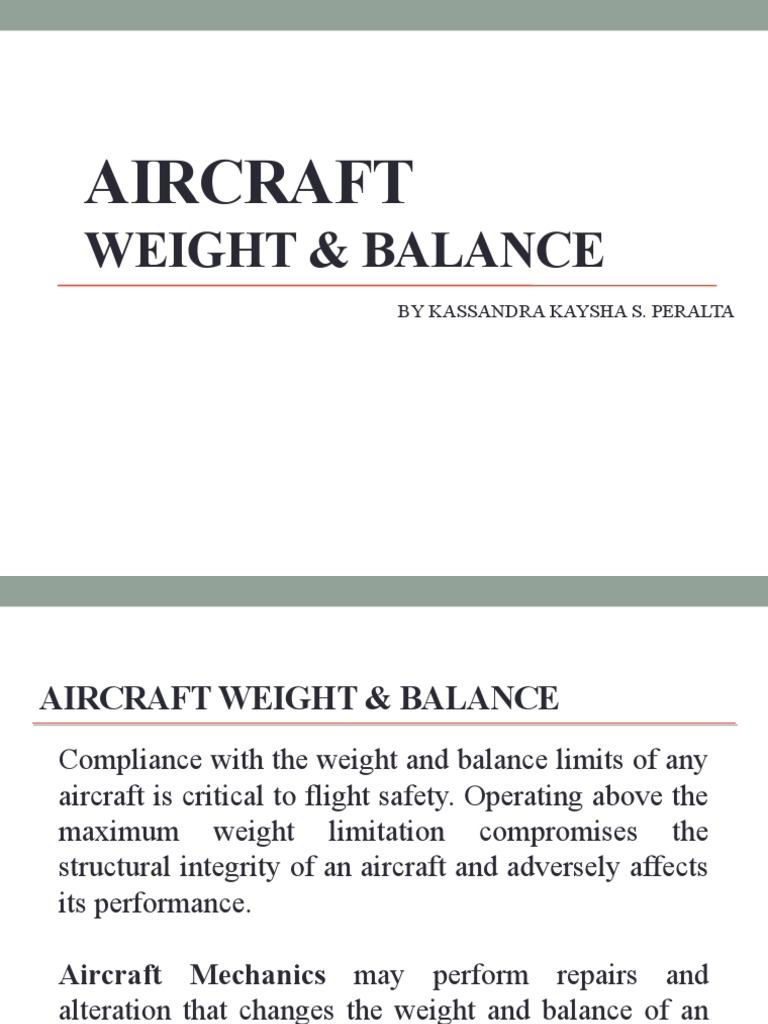 Aircraft: Weight & Balance | PDF | Aircraft | Aerospace