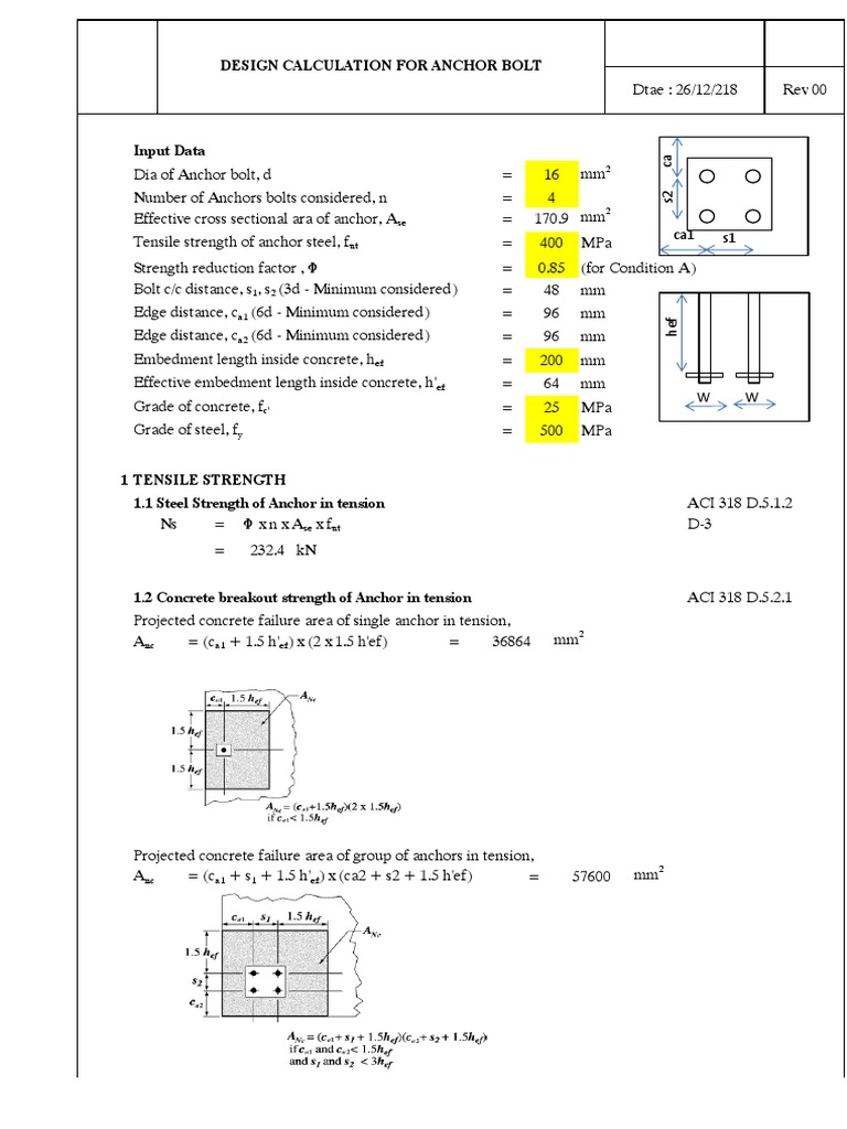 M24 Anchor Bolt Design Calculations | PDF | Composite Material | Components