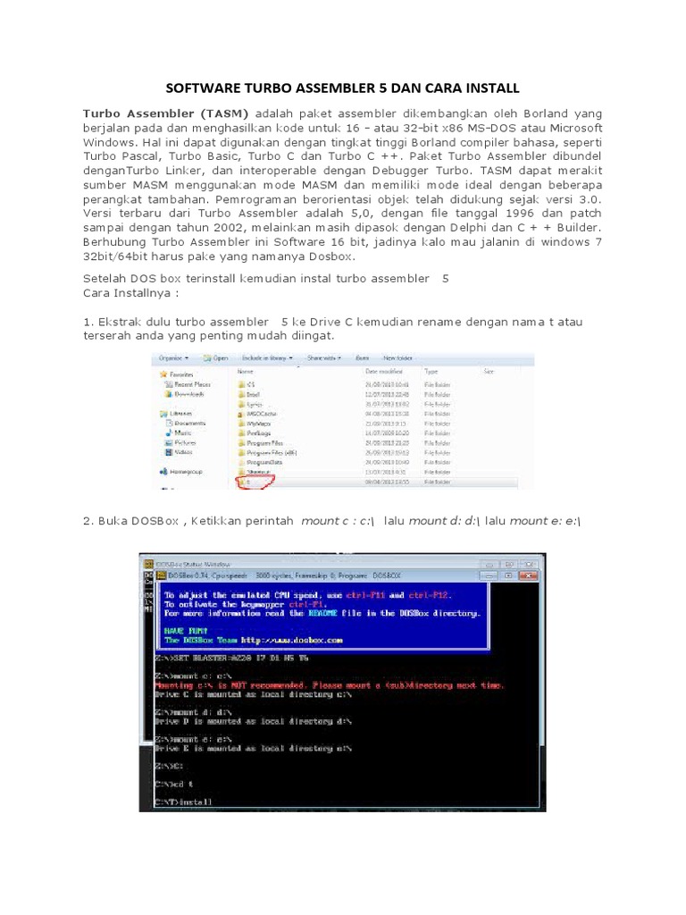 Software Turbo Assembler 5 Dan Cara Install | PDF