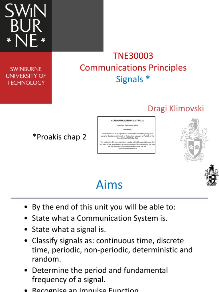 Communications Signals Explained | PDF | Discrete Time And Continuous ...