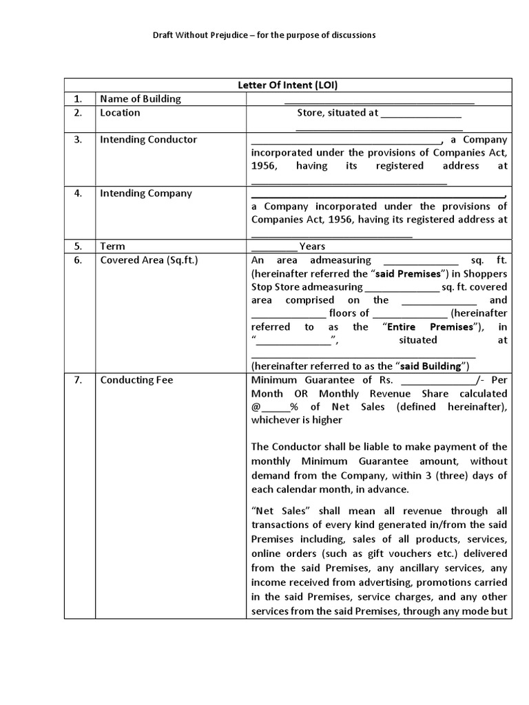LOI Sample Format | PDF | Indemnity | Taxes