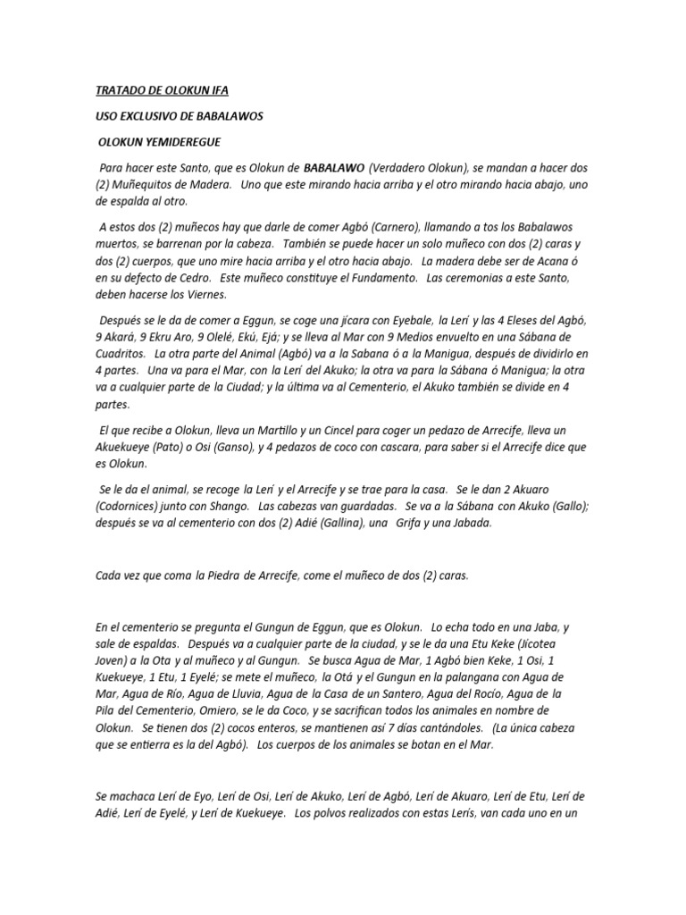 Tratado de Olokun Ifa | PDF | Santeria | Religión y creencia