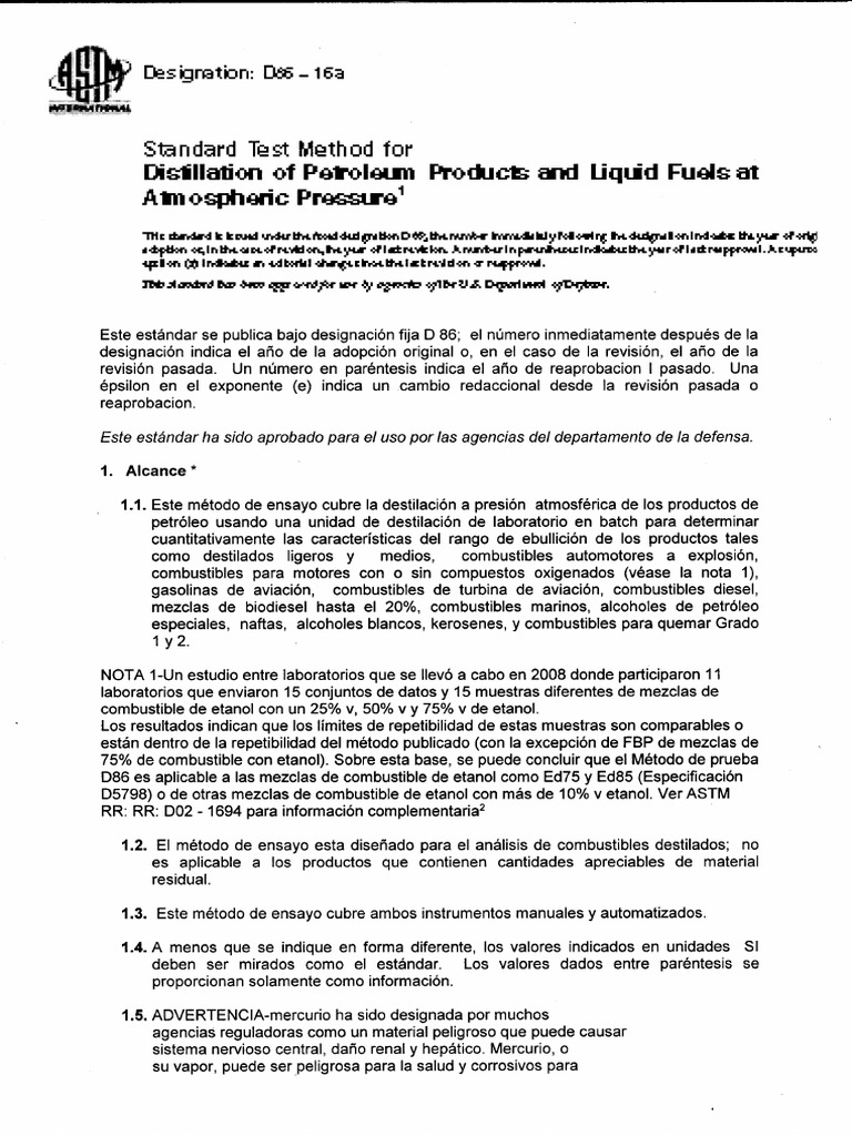Norma ASTM D86 PDF | PDF