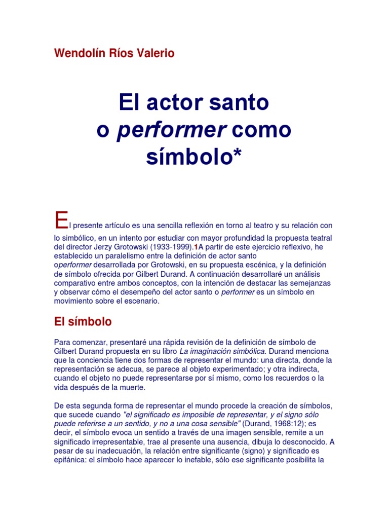El Actor Santo como Símbolo Teatral | PDF | Los símbolos | Teatro