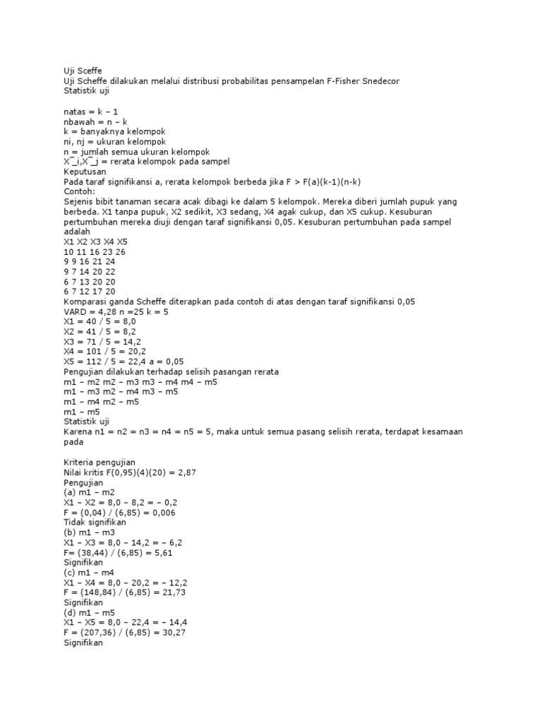 Contoh Soal Uji Scheffe | PDF