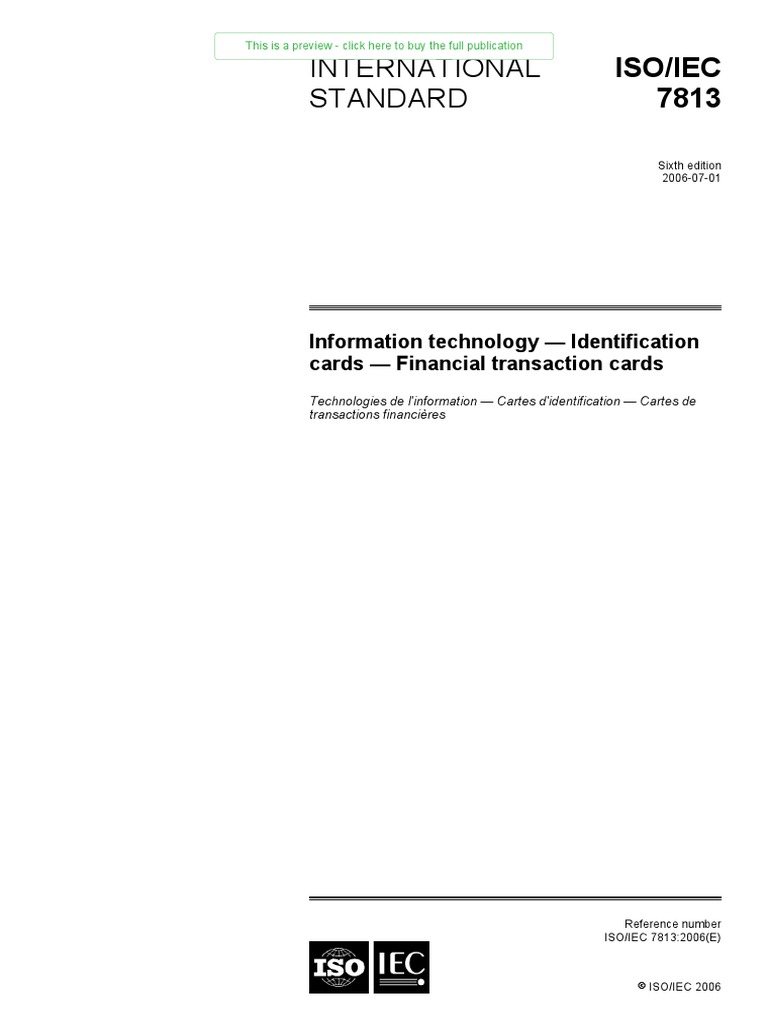 International Standard: Iso/Iec 7813 | PDF | International Organization ...