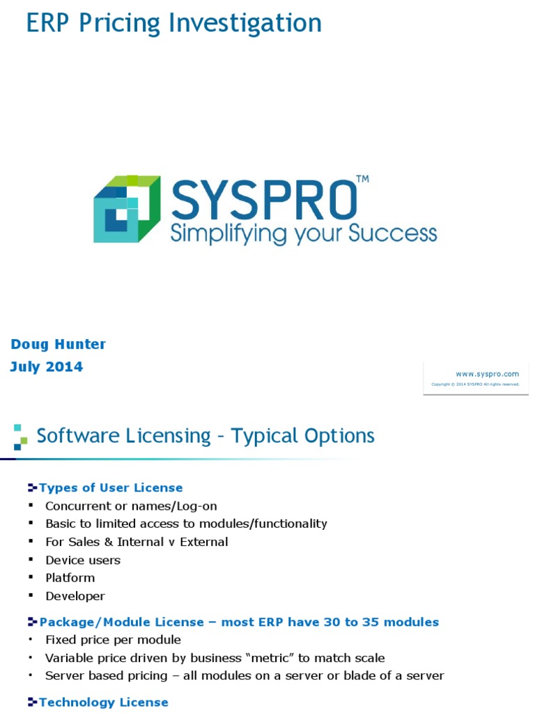 Syspro Pricing Proj PRESENTATION 140710 | PDF | Sap Se | Enterprise Resource Planning