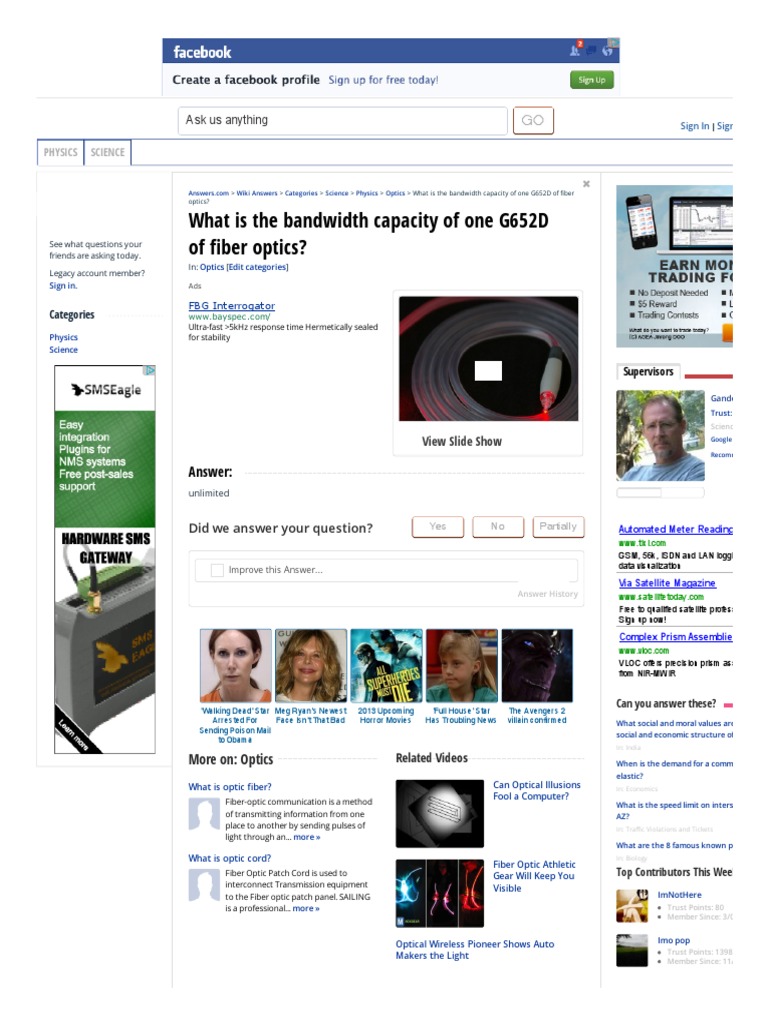 What Is The Bandwidth Capacity of One G652D of Fiber Optics | PDF ...