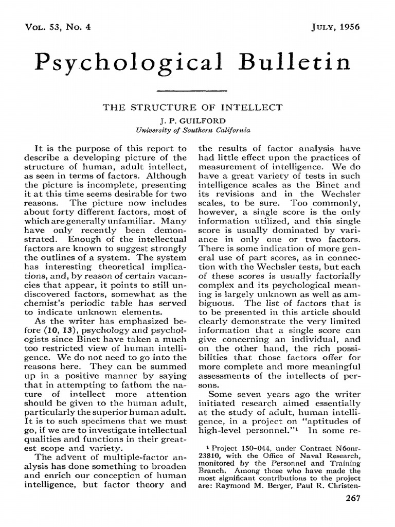 Guilford's Structure of Intellect Model | PDF | Reason | Intelligence