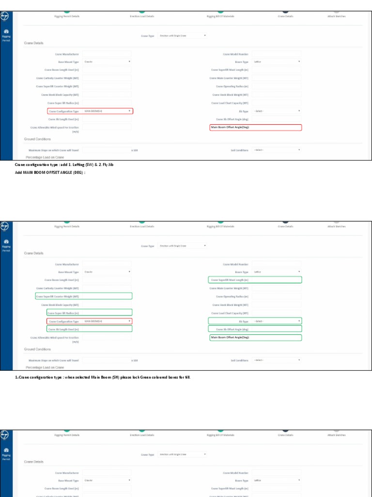 Crane Configuration Type: Add 1. Luffing (SW) & 2. Fly Jib Add Main ...