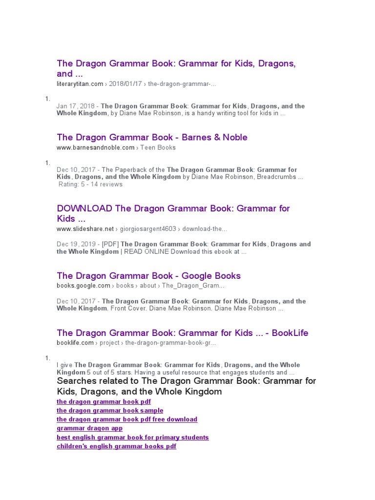 Searches Related To The Dragon Grammar Book: Grammar For Kids, Dragons ...