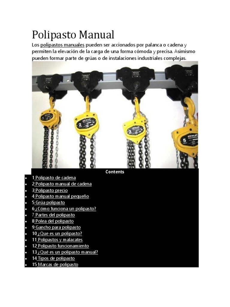 Polipasto Manual | PDF | Máquinas | Ingeniería mecánica