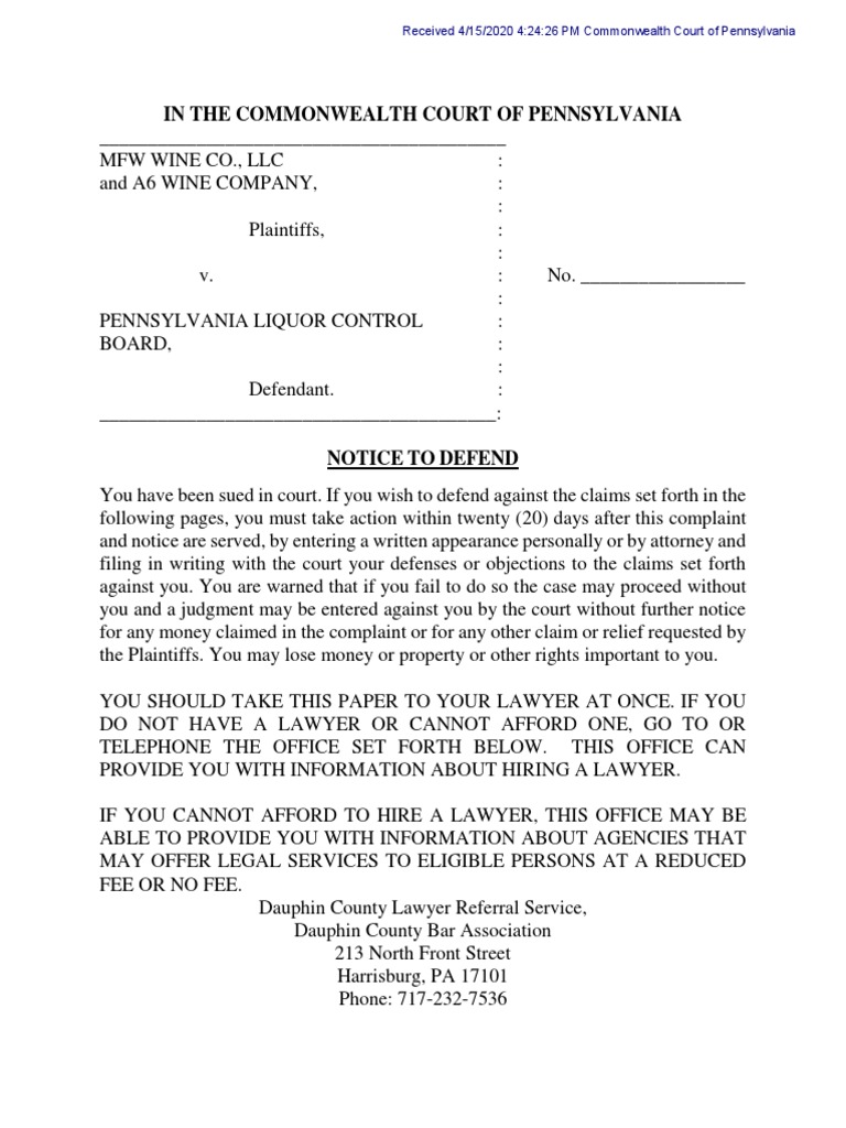 In The Commonwealth Court of Pennsylvania | PDF | Complaint | Government