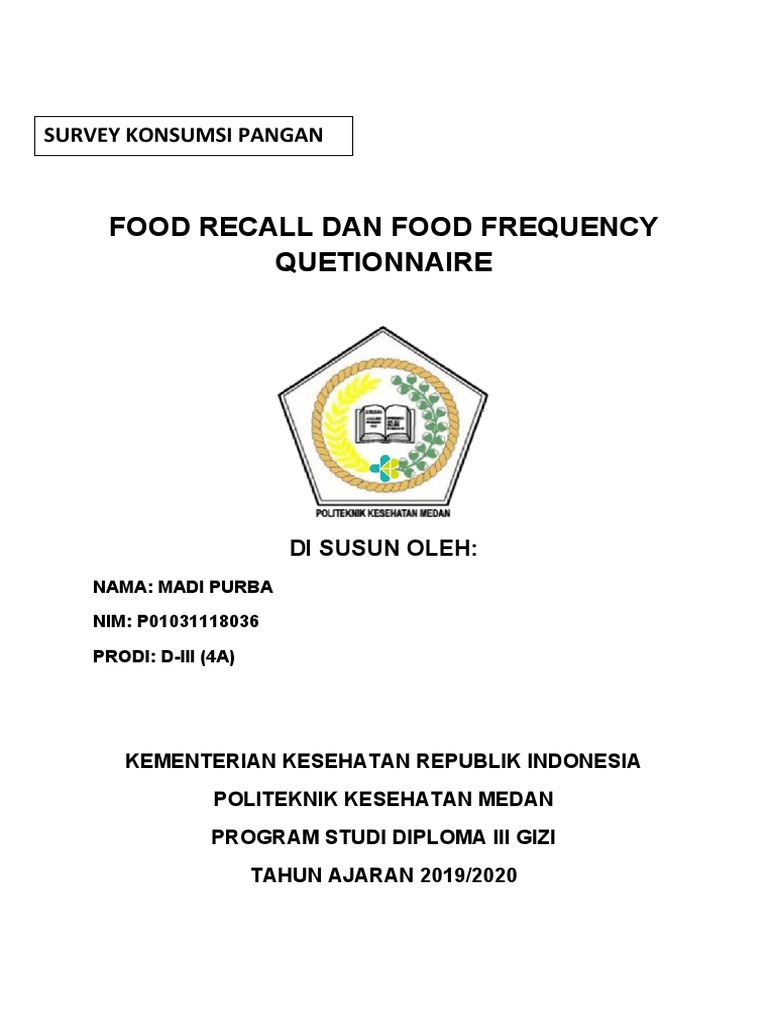 Formulir Food Recall 24 Jam Madi Purba D3-4a | PDF