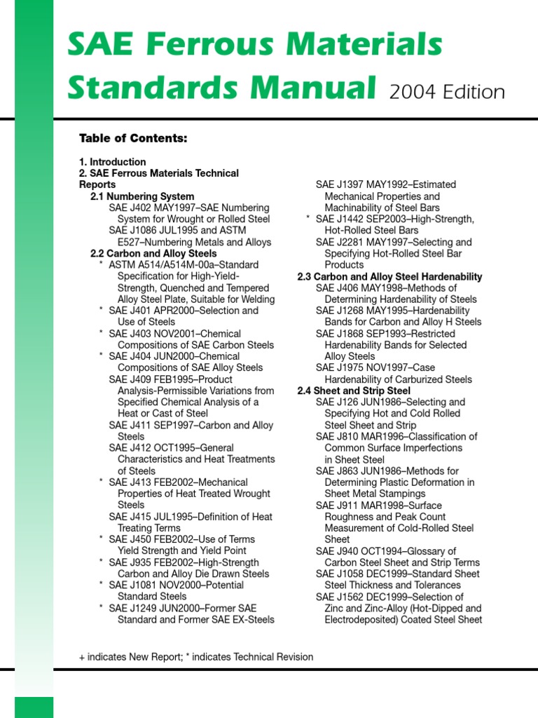 SAE Ferrous Materials Standards Manual - 2004 | PDF | Alloy | Steel
