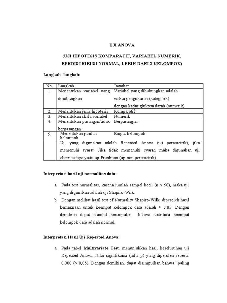 Interpretasi Uji Anova | PDF
