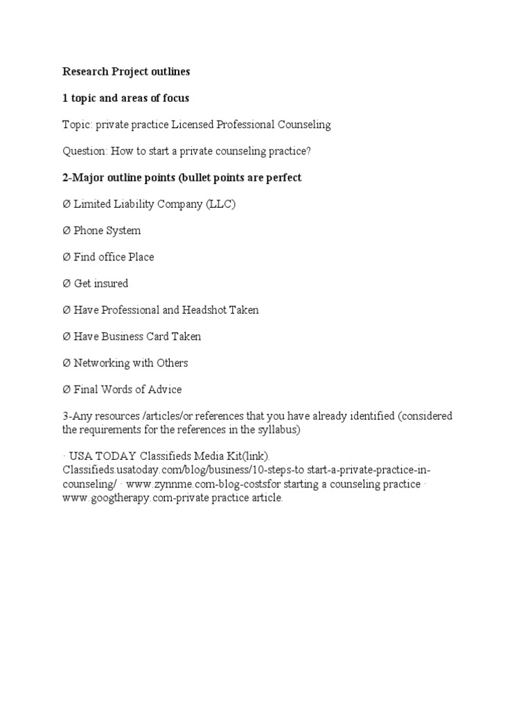 Research Project Outlines | PDF