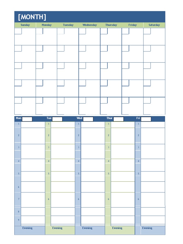 Monthly and Weekly Planning Calendar | PDF