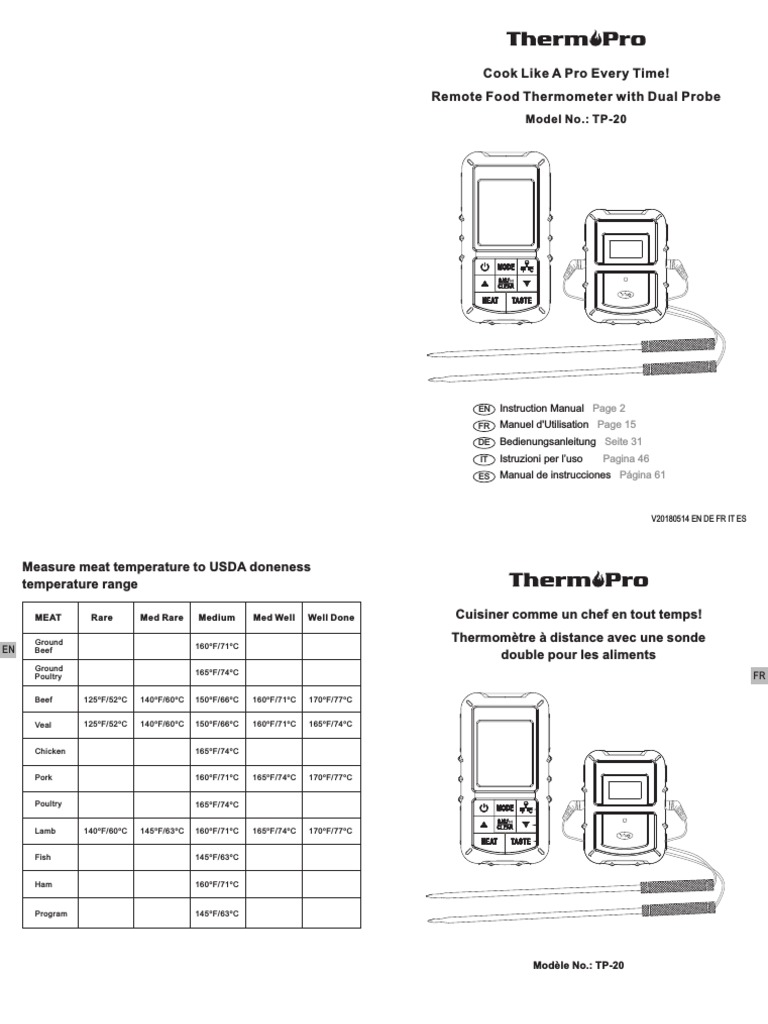 Thermopro TP-20 | PDF | Parilla | filete