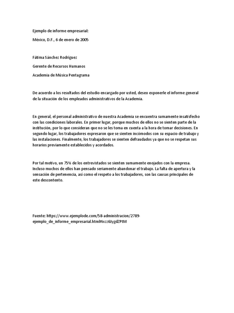 Ejemplo de Informe Empresarial | PDF