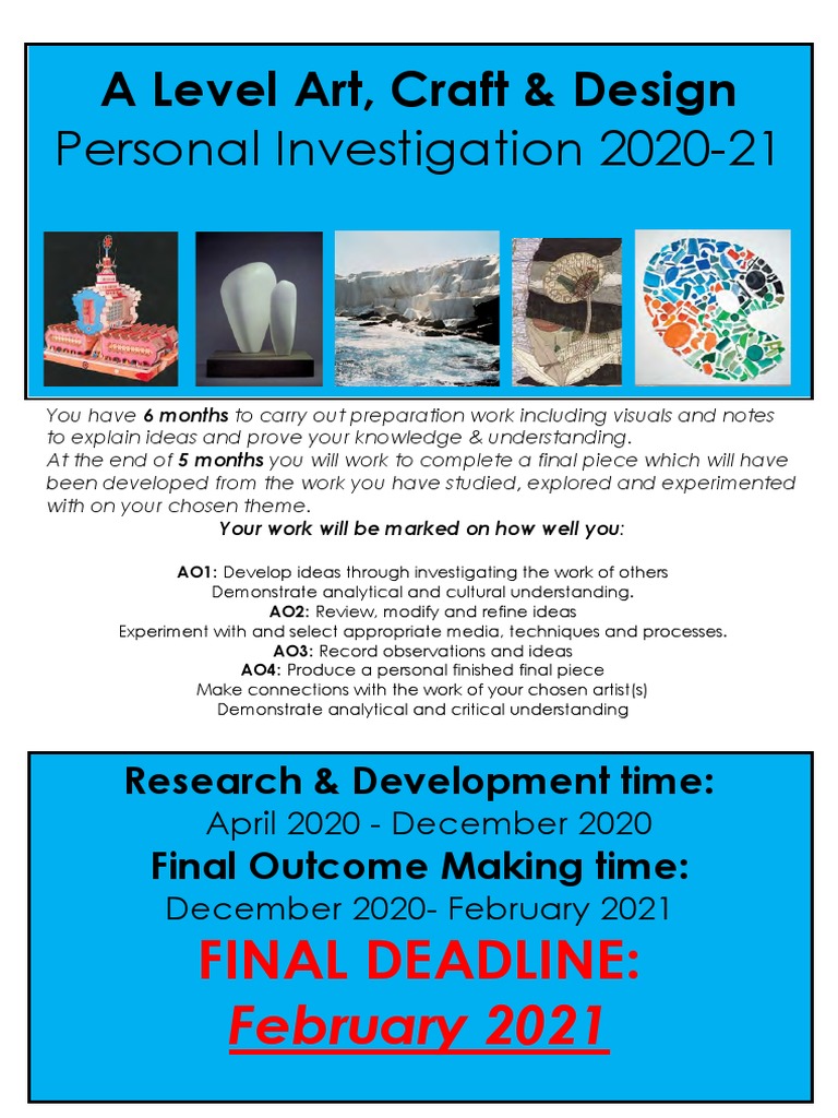 A Level Art Personal Investigation Guide | PDF | Essays | Drawing