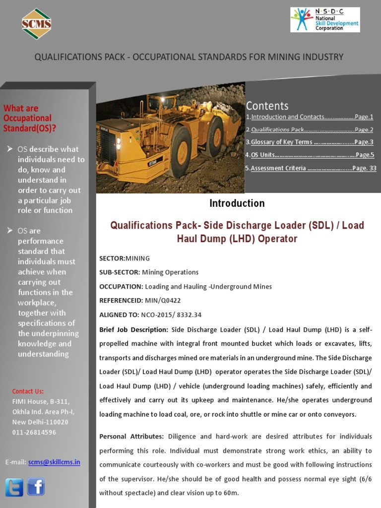 SDL/LHD Operator Qualifications Guide | PDF | Loader (Equipment) | Engines