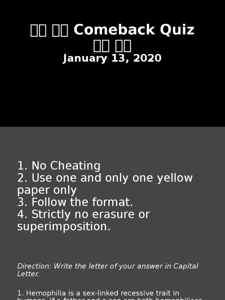 Genetics Quiz | PDF | Dominance (Genetics) | Allele