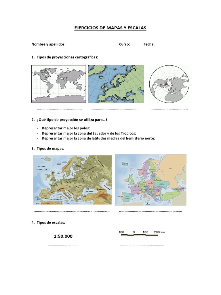 Ejercicios de Mapas y Escalas | PDF