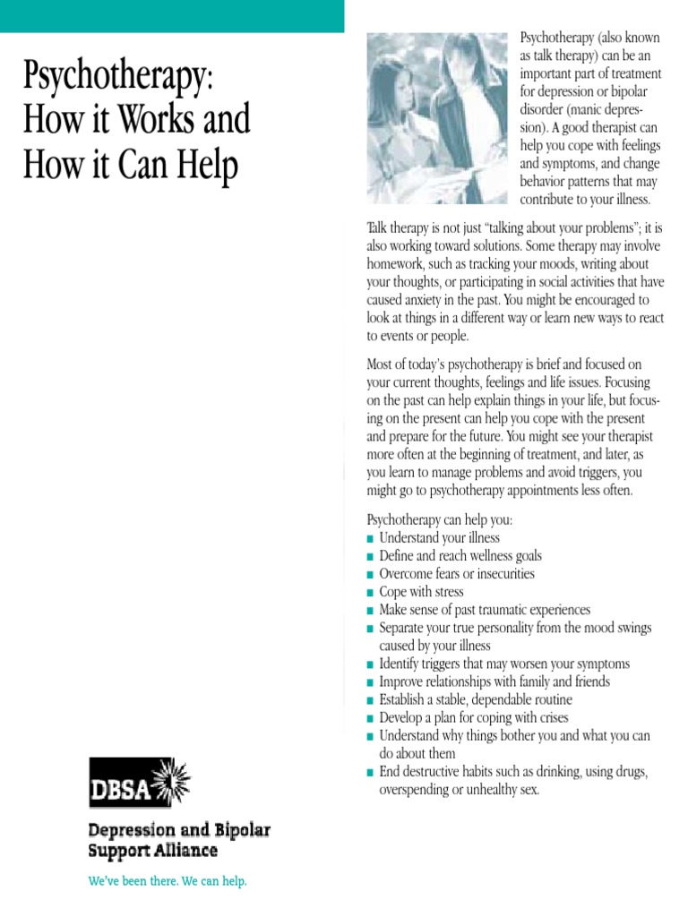 Psychotherapy: How It Works and How It Can Help | PDF | Cognitive ...