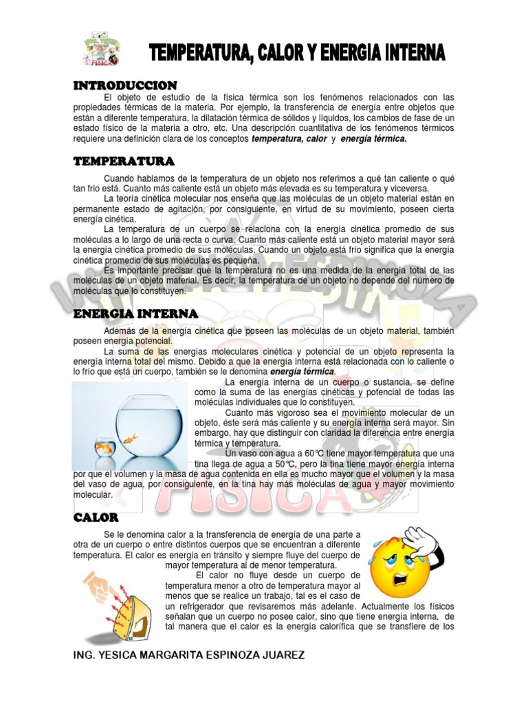 Calor, Temperatura y Energía Interna | PDF | Celsius | Temperatura