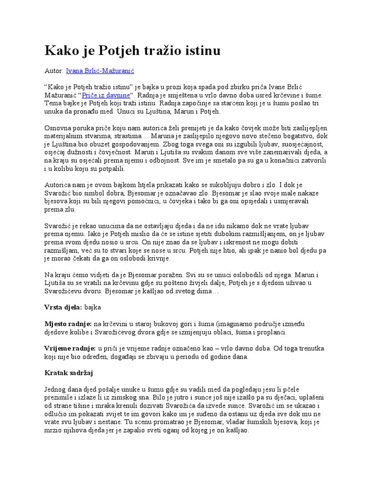 Kako Je Potjeh Tražio Istinu | PDF