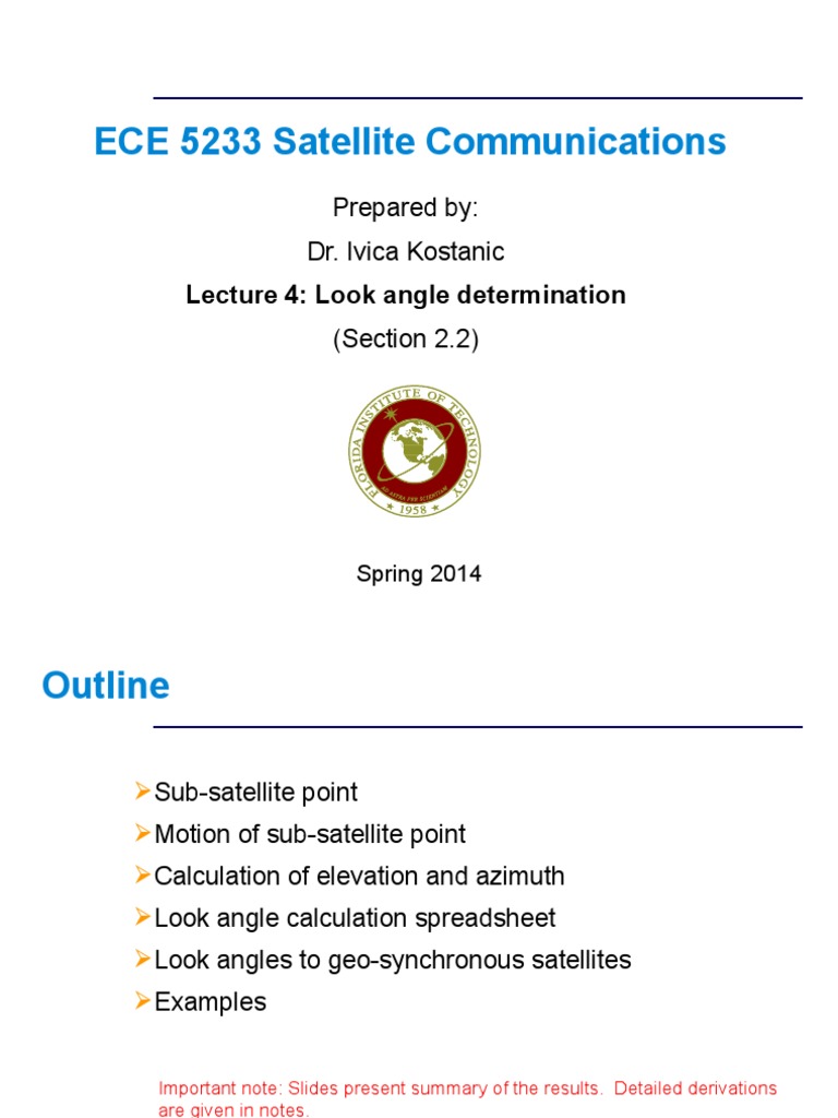 Look Angle Calculation for Satellites | PDF | Longitude | Latitude