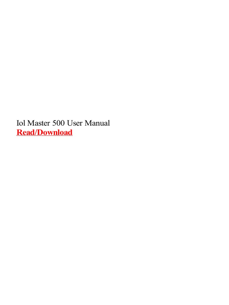Iol Master 500 User Manual: Read/Download | PDF | Optics | Vision