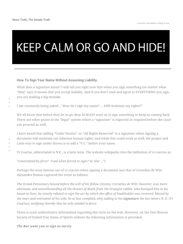 How To Sign Your Name Without Assuming Liability - News Truth, The ...