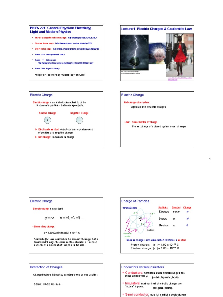PHYS 221 General Physics: Electricity, Light and Modern Physics Lecture 1 Electric Charges ...
