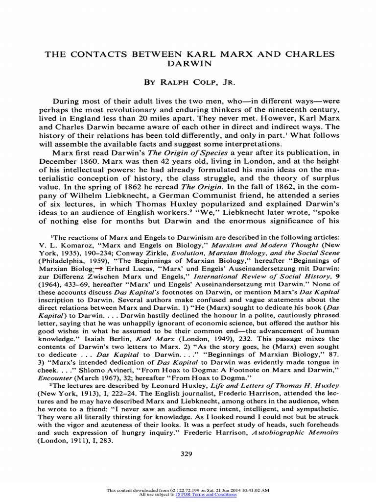 Marx and Darwin: Unseen Connections | PDF | Darwinism | Karl Marx