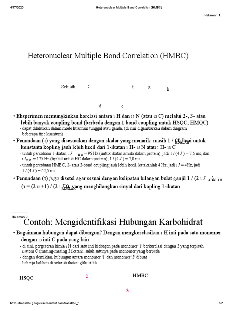 Heteronuclear Multiple Bond Correlation (HMBC) PDF | PDF