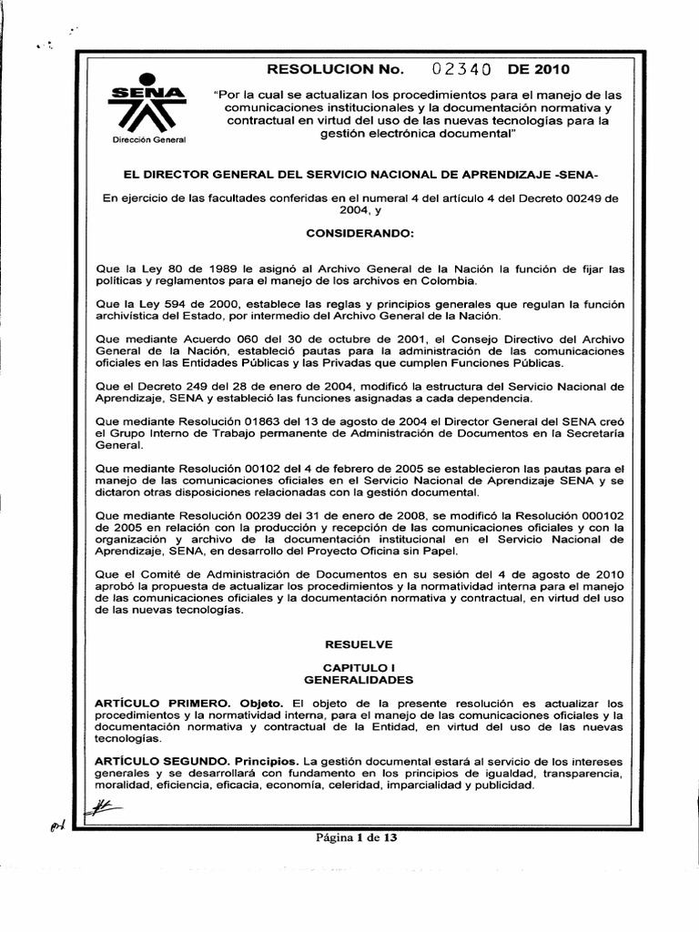 Resolucion 2340 2010 | PDF