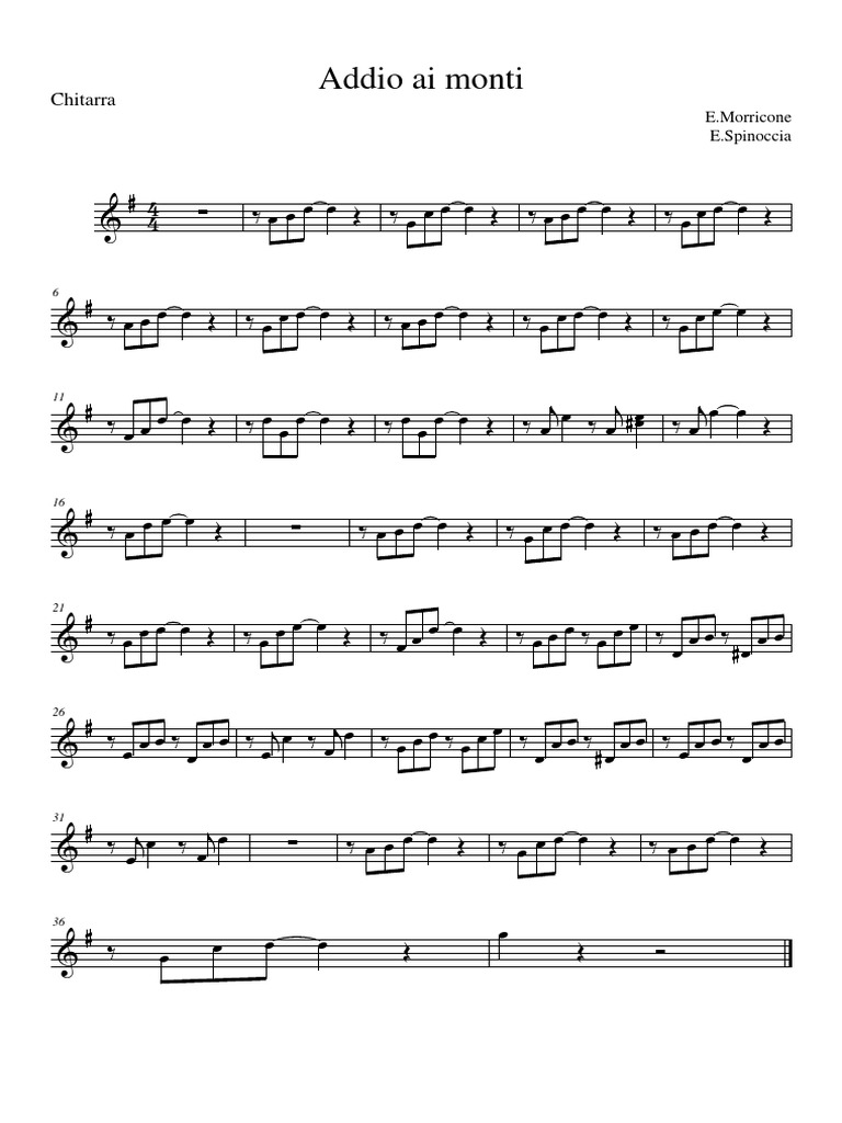 Addio Ai Monti Film - Chitarra | PDF