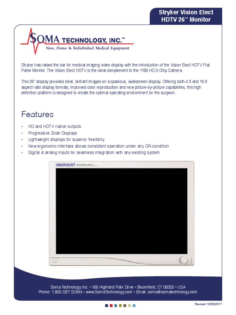 Features: Stryker Vision Elect HDTV 26" Monitor | PDF | Business ...